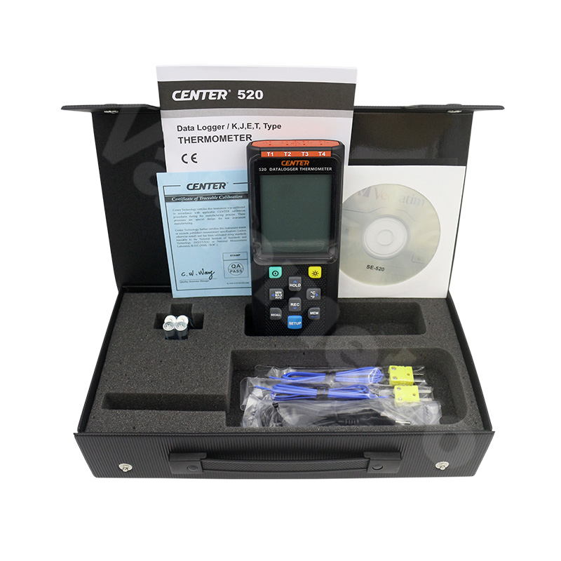 Termómetro con Datalogger de 4 Canales K, J, E, T CENTER 520 - Valiometro